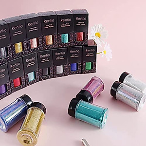 Renfio Holographic Ultra Fine Glitter Powder Metallic Resin Glitter 1.75 Oz (50g) PET Flakes Crafts Sequins 1/128" 0.008" 0.2mm Epoxy Chips Flakes for Tumblers Slime - Diamond Laser Silver