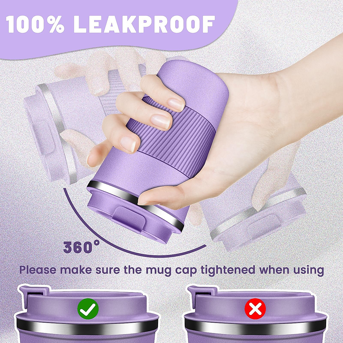 Insulated Coffee Tumblers with Flip Lid 12oz / 17oz, Stainless Steel Travel Coffee Mug Leak Proof, Vacuum Insulated Coffee Mug Thermos Cup, Keeps Cold and Hot for Coffee Tea