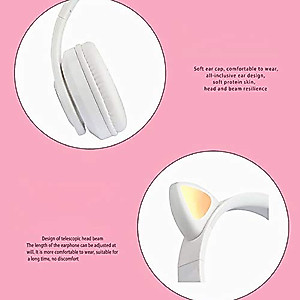 Niaviben Headphones Over-Ear Bluetooth 5.0 Wireless Cat Ear Headphones LED with Mic Headphone Support Wire and Wireless Mode for Kids and Girls Black