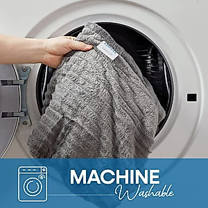 nestl Grey Fleece Blanket – Bed Blankets Queen Size, Lightweight Fuzzy Blanket, Super Soft Blanket, Queen Size Blanket for Bed, Cut Plush Blanket, 90 x 90 Inches Warm Cozy Queen Blanket