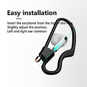 Ear Hooks for AirPods Pro 3/ 2 /1 Earbuds Accessories Anti-Lost Loop Anti-Slip Strap Multi-Dimensional Adjustable for Running Jogging Cycling Gym Silicone (Black)