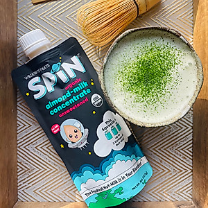 Wilderness Poets SPiN, Organic Almond Milk Concentrate (Unsweetened) - 14 Servings - Make Almond Milk or Non-Dairy Creamer for Coffee, Tea, Lattes, Smoothies (8 Ounce Squeeze Bag)