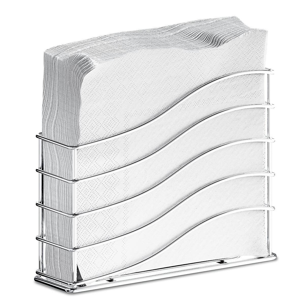 LEVIMETREE Silver Napkin Holder - Napkin Holders for Tables Modern Serviette Holder Tissue Dispenser Perfect for Outdoor Events - Decorative Clear Cocktail Napkin, servilleteros para mesas