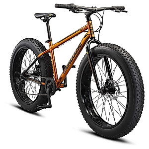 Mongoose Argus ST Fat Tire Mountain Bike for Adult Men Women, 26-Inch Wheels, Mechanical Disc Brakes, 17-Inch Steel Hardtail Frame, 7-Speed, Copper
