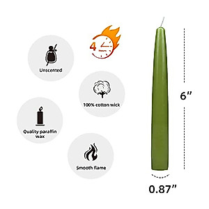 Zest Candle 12-Piece Taper Candles, 6-Inch, Sage Green