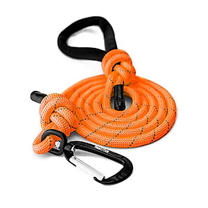 Mighty Paw Rope Dog Leash - Durable Climbing Lead - Reflective Stitching - Comfort Handle - Suitable for All Pet Sizes - Heavy Duty Dog Leash with Carabiner - Long Dog Leash - (6 Feet, Orange)