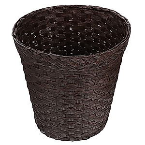 Housoutil Rattan Flower Basket Vintage Waste Basket, Woven Trash Can Small Garbage Can Rubbish Basket for Bedroom, Bathroom, Offices or Home- Coffee Hyacinth Plant