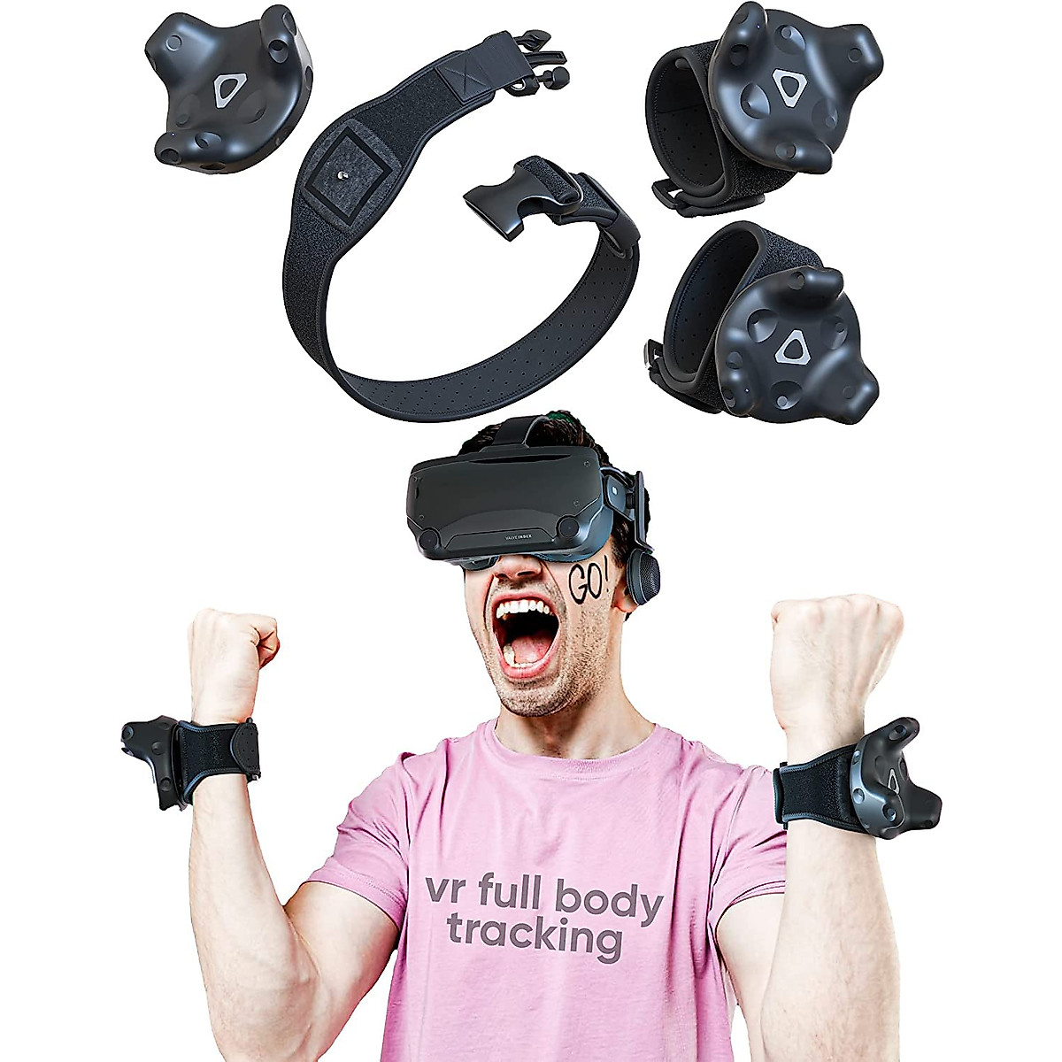 Skywin VR Tracker Straps + VR Tripods + VR Mat - Compatible with VR Systems - 2 Tripod, 1 matt, 2 Hand/Foot Straps, 1 Belt Strap Included