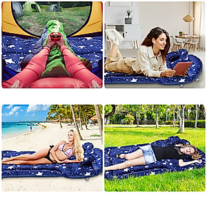 YEPLINS SUV Air Mattress Camping Bed Cushion Pillow, Inflatable, Car Portable Bed Back Seat (Starry Blue)