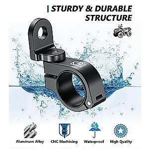 ATV Whip Light Mount, Sturdy Aluminum Alloy Whip Flag Mount, 360° Rotating Adjustable Light Bar Mount for ATV Motorcycle 0.75"/0.875"/1"/1.125"/1.26"/1.375" Tubular Bars and Handlebars (1 pc Black)