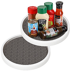 Bekith 2 Pack Non-Skid Pantry Cabinet Lazy Susan Turntable, 12-Inch Single Round Rotating Kitchen Spice Organizer for Cabinets, Pantry, Bathroom, Refrigerator, Gray