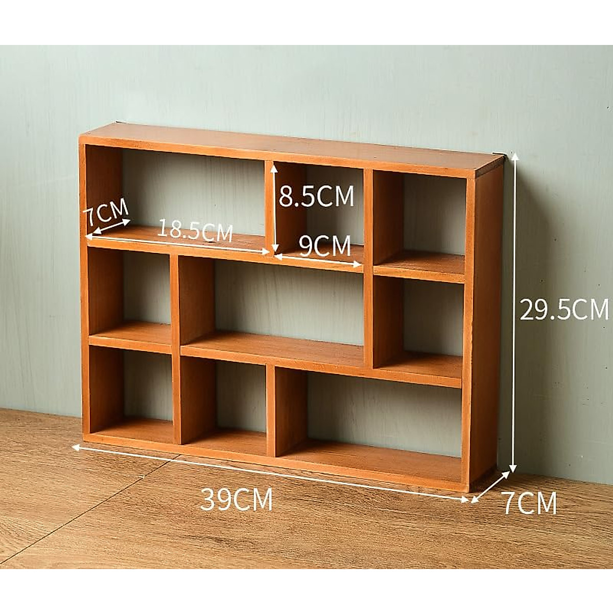 Shadow Box Display Shelf, Wall Mounted Wooden Hanging Display Shelf Floating Shelf Perfect for Little Figurines, Multi-Slot Wall Collection Freestanding Farmhouse Decor Display Case (Style I, Brown)