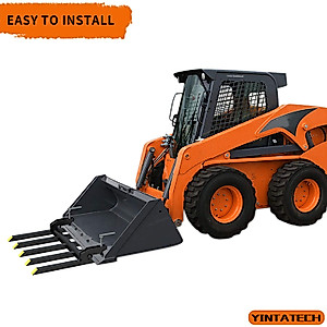 YINTATECH Clamp on Debris Forks to 48" Bucket, Heavy Duty Clamp-On Pallet Fork 2500 lbs Capacity Attachments Fit for Loader Bucket Skidsteer Tractor