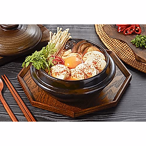 Ttukbaegi Pot With Lid 뚝배기 Korean Pot Ramen Pot Stone Clay Pots For Cooking Korean Pot Ceramic Cooking Pot Korean Stone Pot Korean Bowl Onggi Kimchi Pot (Large 30oz) Ttukbaegi Pot With Lid 뚝배기 Claypot