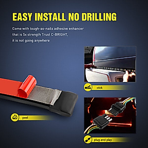 Nilight Triple Row 60 Inch 504 LEDs Truck Tailgate Light Bar Strip with Red Tail Brake Sequential Amber Turn Signal White Reverse Back Up Lighting Modes for Pick Up Truck SUV