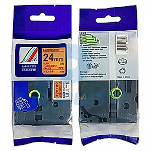 IDIK 1PK Black on Orange Fluorescent Laminated Label Tape Compatible for Brother P-Touch TZe-B51 TZ B51 Tze B51(24mm x 8m)