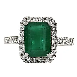Fashion Strada 3.61 Carat Natural Emerald And Diamond (F-G Color, VS2-SI1 Clarity) Ring In 14K White Gold Exclusively Handcrafted in USA