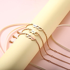 AOTXOXTOA Customized 2-3 Pieces Heart Bracelets Engraving Best Friendship Bracelet Set Stainless Steel Personalized Names for Sisters BFF Women Birthday Wedding Bridesmaid Gifts