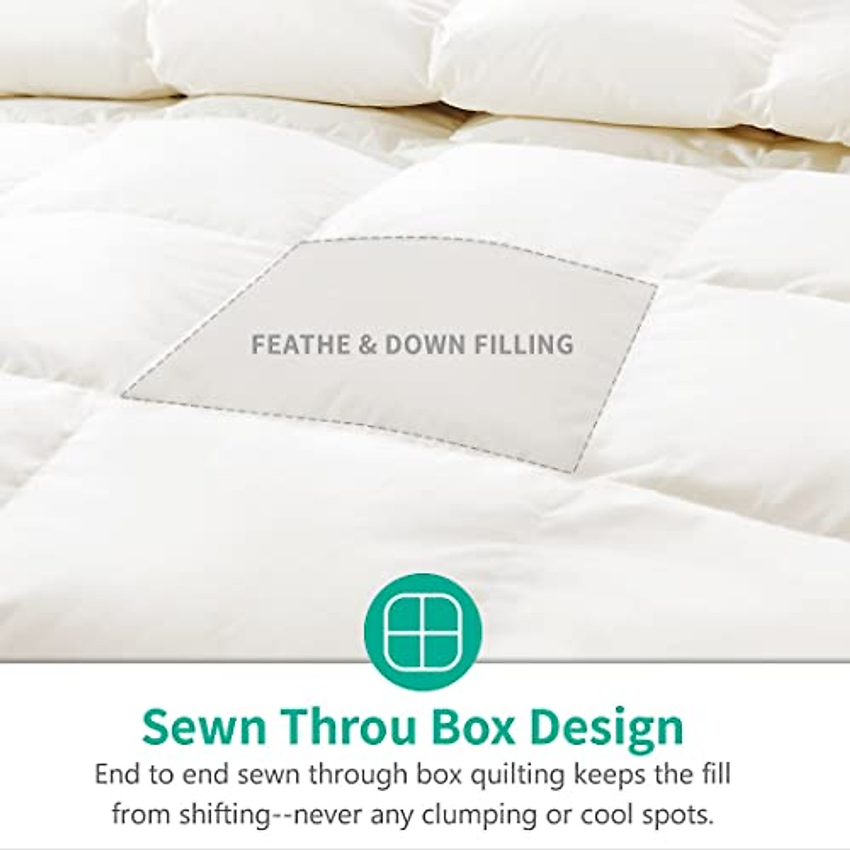 APSMILE Organic Feathers Down Comforter California King, All-Seasons Duvet Insert, 100% Cotton and Goose Feathers Down Medium Warm Quilted Bed Comforter Insert (104x96, Ivory White)