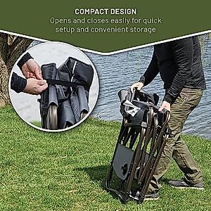 TIMBER RIDGE Oversized Double Folding Camping Side Tables 2 Person Lawn Chair, Heavy Duty Support 600 LBS for Outdoor, Grey