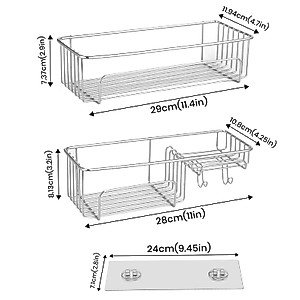 COSYLAND 2-Pack SUS304 Stainless Stee1 Adhesive Shower Caddy Hanging Basket Shelf, Rustproof Bathroom Shower Racks Bathroom Organizer in Shower (Chrome)