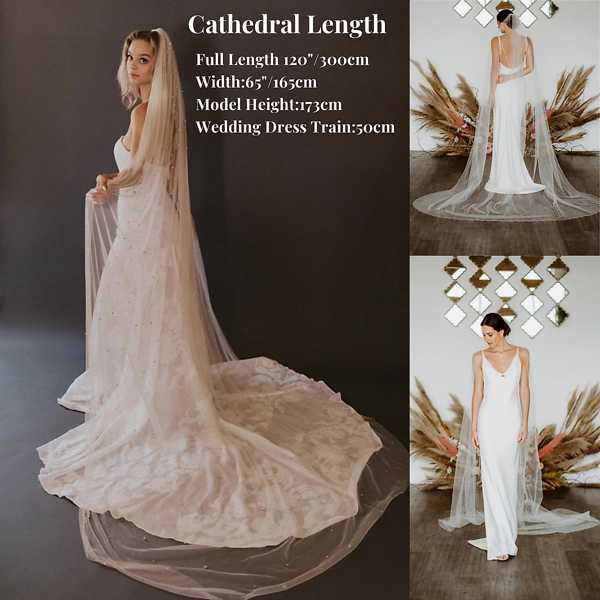 Passat Austrian Rhinestones Bridal Veil Crystals Wedding Veil Beaded Veils For Brides 1T3M Cathedral Ivory Bridal Veils For Wedding Gifts