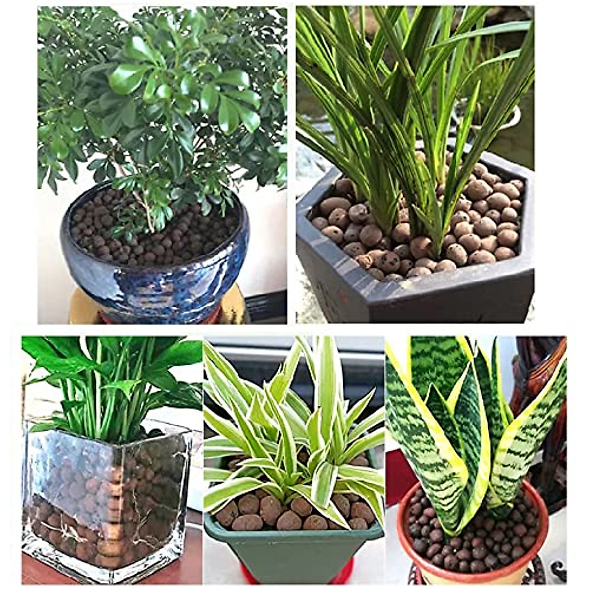 Boniosz 2 Liters Leca Expanded Clay Pebbles 0.4''-0.7'' Grow Media Porous Stones Natural Clay Aggregate Pellet Ventilation Drainage Water Purification Ceramsite for Hydroponics, Orchids, Aquaponics