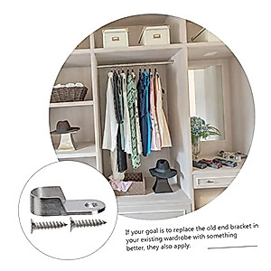 Cabilock 100 pcs Closet Support Curtain Bracket Corner Supports Shower Duty Rod Flange Outlet Mount U End Wardrobe Holder Shaped Receptacle Kickstand for Mm Wall Rods Clo Lever Heavy Pipe