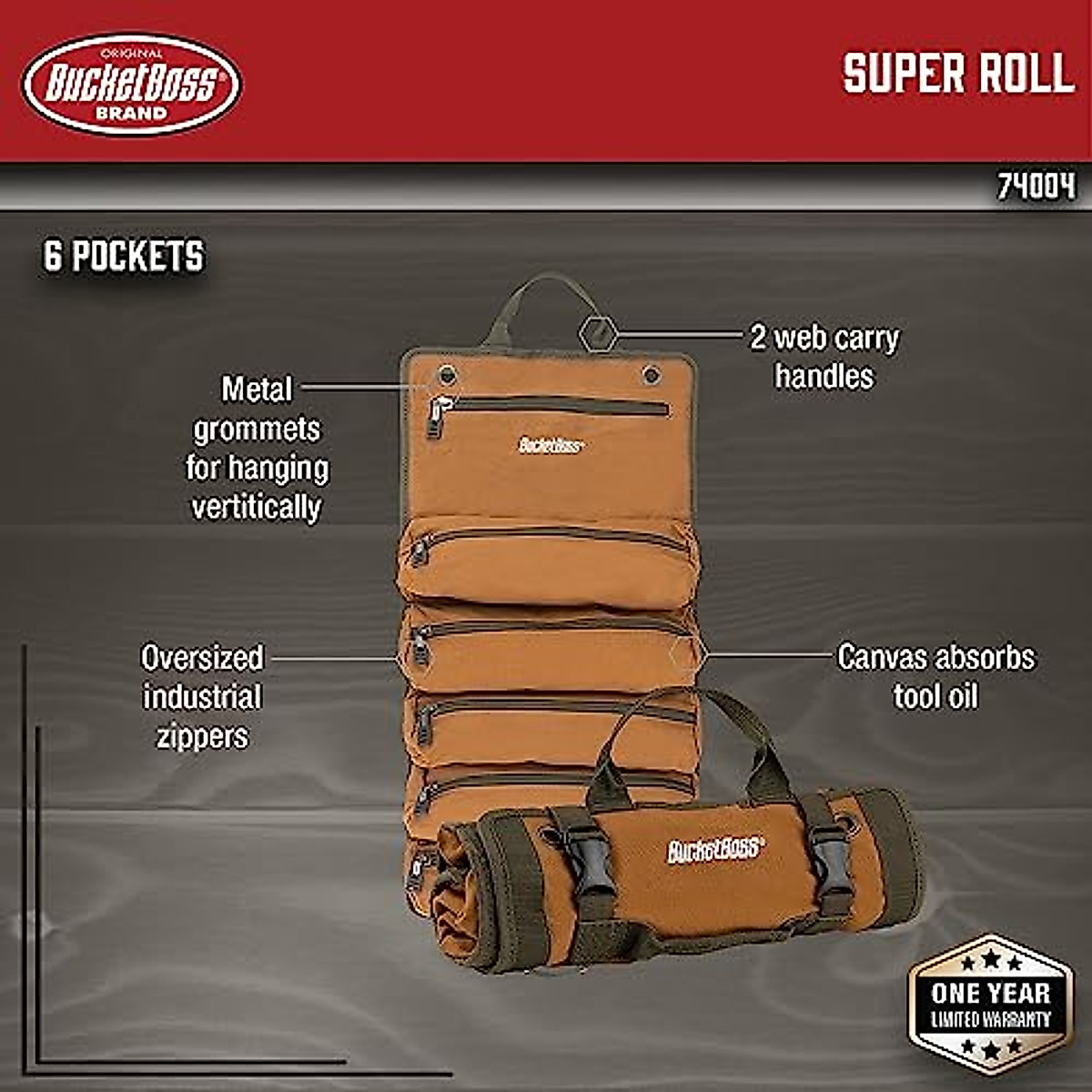 Bucket Boss - Super Roll, Tool Bags - Original Series (74004) , Brown