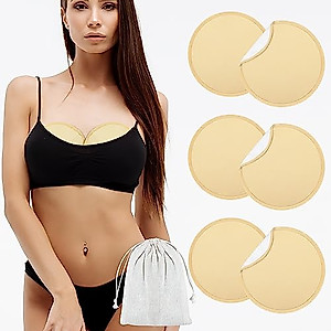 Panitay 6 Pcs Cotton Castor Oil Breast Pads Reusable Washable Castor Oil Breast Pads Less Mess Comfortable Soft Nursing Pads (Cup C-D)