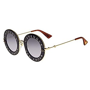 Gucci Womens L'Aveugle Par Amour UV Protection Round Sunglasses Black 44mm