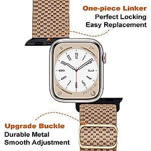 3 Pack Stretchy Nylon Band Compatible with Apple Watch Band 38mm 40mm 41mm for Women Men, Adjustable Sport Solo Loop Elastic Strap for iWatch Series Ultra/SE/8/7/6/5/4/3/2/1, White/Brown/Black