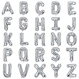 40 Inch Big Silver Letter Balloons Foil Mylar Wedding Bachelorette Wedding Birthday Bridal Shower Anniversary Celebration Graduation Single Party Decoration Alphabet A (A-Z)
