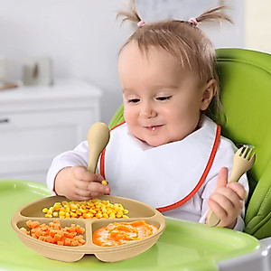 Meanplan 6 Pack Suction Plates with Lids Silicone Baby Plates Toddler Plates Divided Design Stay Put with Suction Feature BPA Free Microwave and Dishwasher Safe Assorted Colors (Elegant Colors)