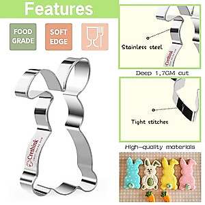 Crethinkaty Easter Cookie Cutter-1 Pcs Bunny Shaped Stainless Steel Cookie Cutter,Rabbit Cookie Mold for Easter.