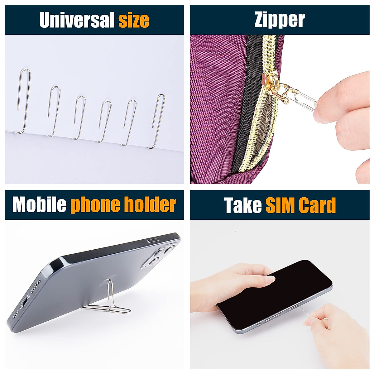 700 Paper Clips, Assorted Sizes Medium and Jumbo Size, for Office School and Home Use(28 mm, 33mm, 50 mm) (Silver)