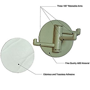 Fineget Adhesive Hooks for Hanging Door Kitchen Bathroom Hooks 3 Rotatable Arms Round Sticky Hooks Green 2 Pairs