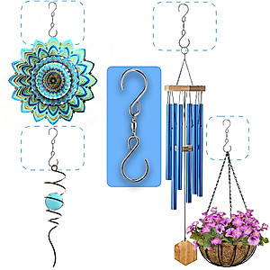 HS's Creation 6 Pack Dual Swivel S Hooks for Indoor Outdoor Organization Spinning Hanger Wind Chimes Spinner Prism Windsocks Hanging Plant Hanging Crystal Ornaments Rainbow Maker Pendant Etc.