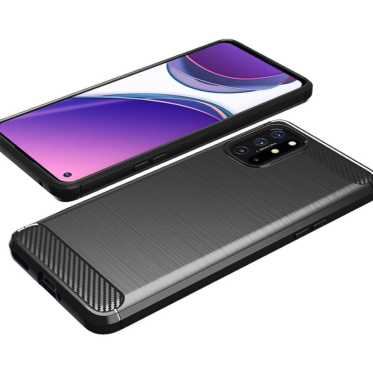 Osophter Cellular Phone Case for Oneplus 8T 5G, Shock-Absorption TPU Rubber Protective Cover with Screen Protector, Black