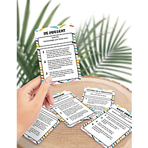 Allura & Arcia 52 Stress Less & Self Care Cards - Mindfulness & Meditation Exercises - Anxiety Relief & Relaxation