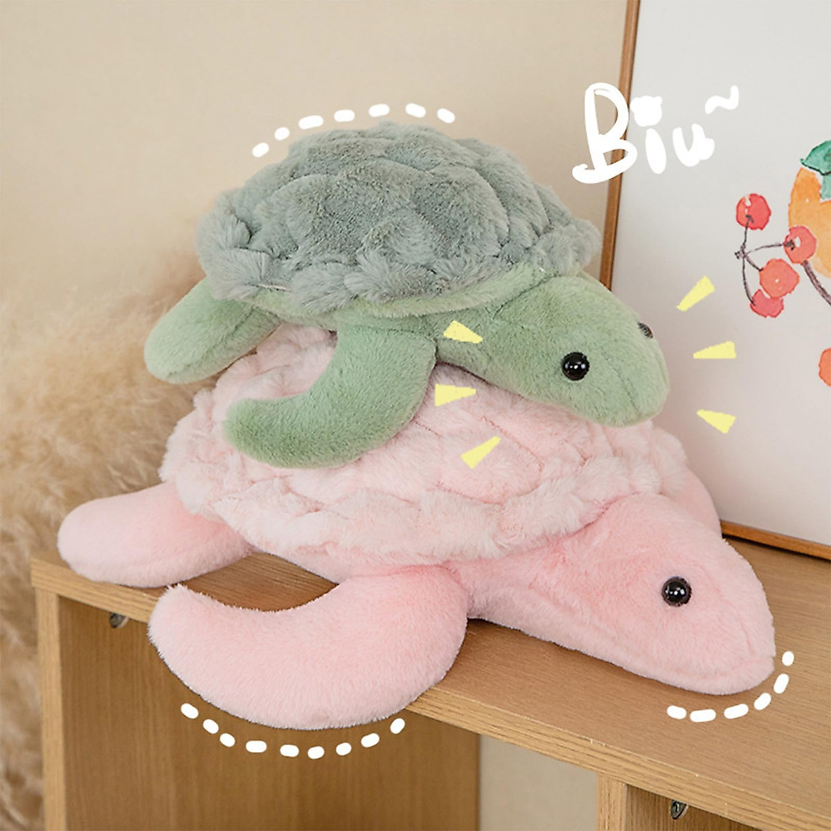Yoholto Turtle Plush Pillow, Turtle Stuffed Animal, Tortoise Plush Toy, Birthday Holiday Home Decoration for Girls Boys (15 Inch, Pink)
