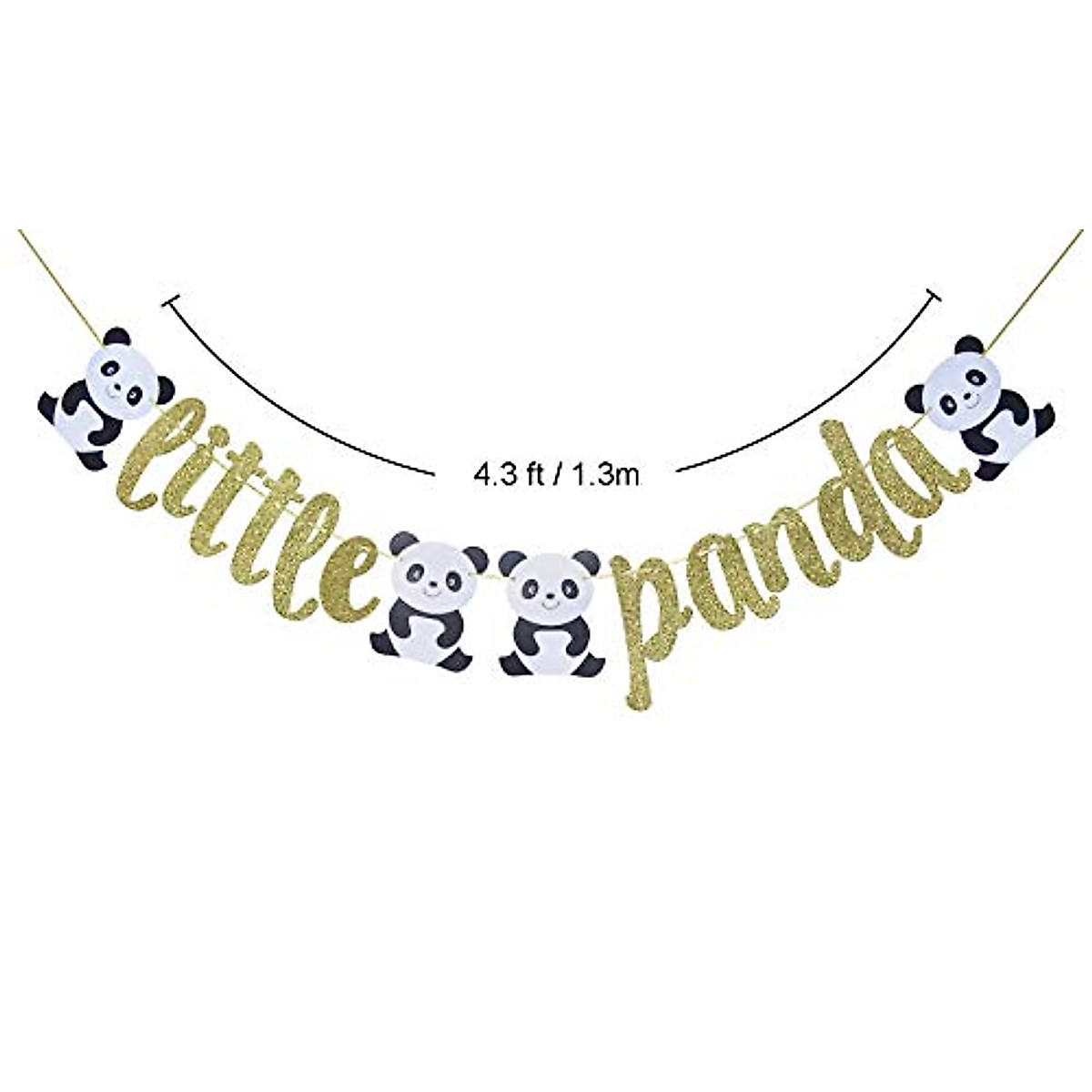 Little Panda Banner Sign Garland for Baby Shower Birthday Party Decor Zoo or Safari Theme Party Photo Prop Backdrop (Gold)