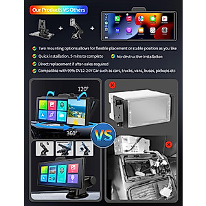 9.3" Portable Apple Carplay Screen for Car with 4K ADAS Dash Cam, Wireless Apple Carplay & Android Auto, 1080P Backup Camera, Phone Mirroring, AUX/FM/Speaker