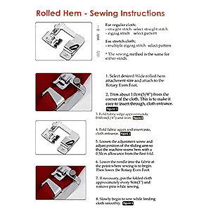 6 Sizes Rolled Hem Presser Foot, Wide Rolled Hem Foot Set & Narrow Hemmer Foot Set for All Low Shank Snap-On Singer, Brother, Babylock, Euro-Pro, Janome, Kenmore, White, Elna Sewing Machines