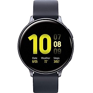 SAMSUNG Galaxy Watch Active2 (Silicon Strap + Aluminum Bezel) Bluetooth - International , Heart Rate Monitor, (Aqua Black, R820-44mm)