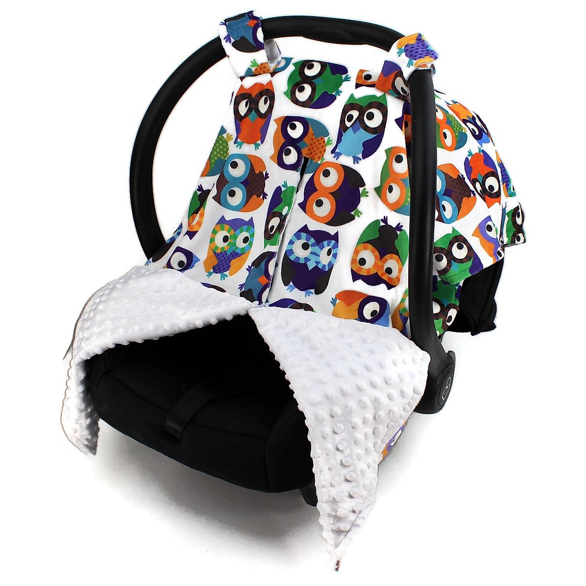 Dear Baby Gear Deluxe Car Seat Canopy, Owls, Multi Color / White Minky Dot