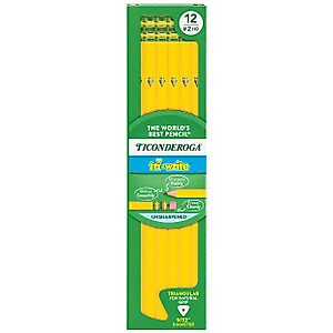 Ticonderoga Tri-Write Wood-Cased Pencils, 2HB Soft, Yellow, 12 Count