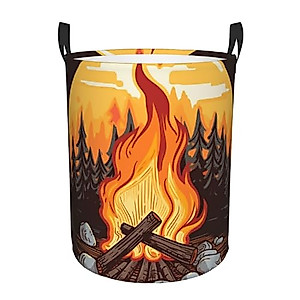 VducK Large Laundry Basket Bonfire Laundry Hamper Dirty Clothes Hamper for Laundry Collapsible Waterproof Laundry Baskets Decor Basket for Bedroom Living Room, Black, 35HN41G5FJ4F