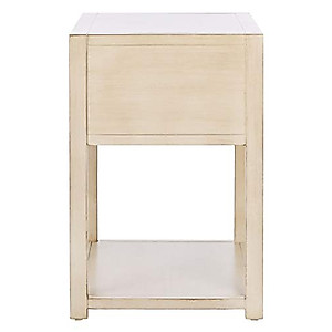 Safavieh Home Collection Yudi Antique White and Gold 1-Drawer Nightstand