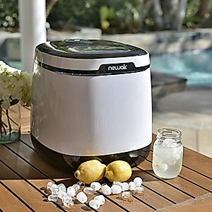 NewAir Portable Countertop Ice Maker - 50 lb. Daily - First Batch In Under 10 Minutes - Countertop Modern Design - Bullet Shaped Ice Black & White - AI-250W